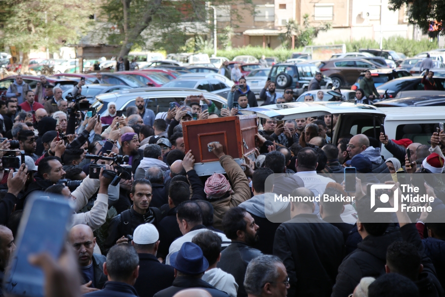 The funeral procession of the Egyptian folk music legend Ahmed Adaweya ...