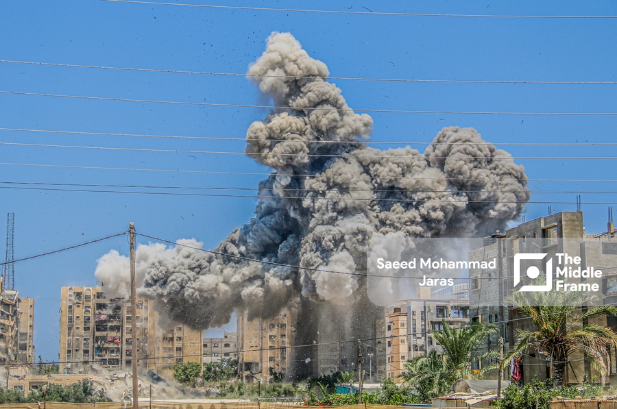 Israeli Air Raid on Ein Jalout Towers in Gaza Causes Destruction ...