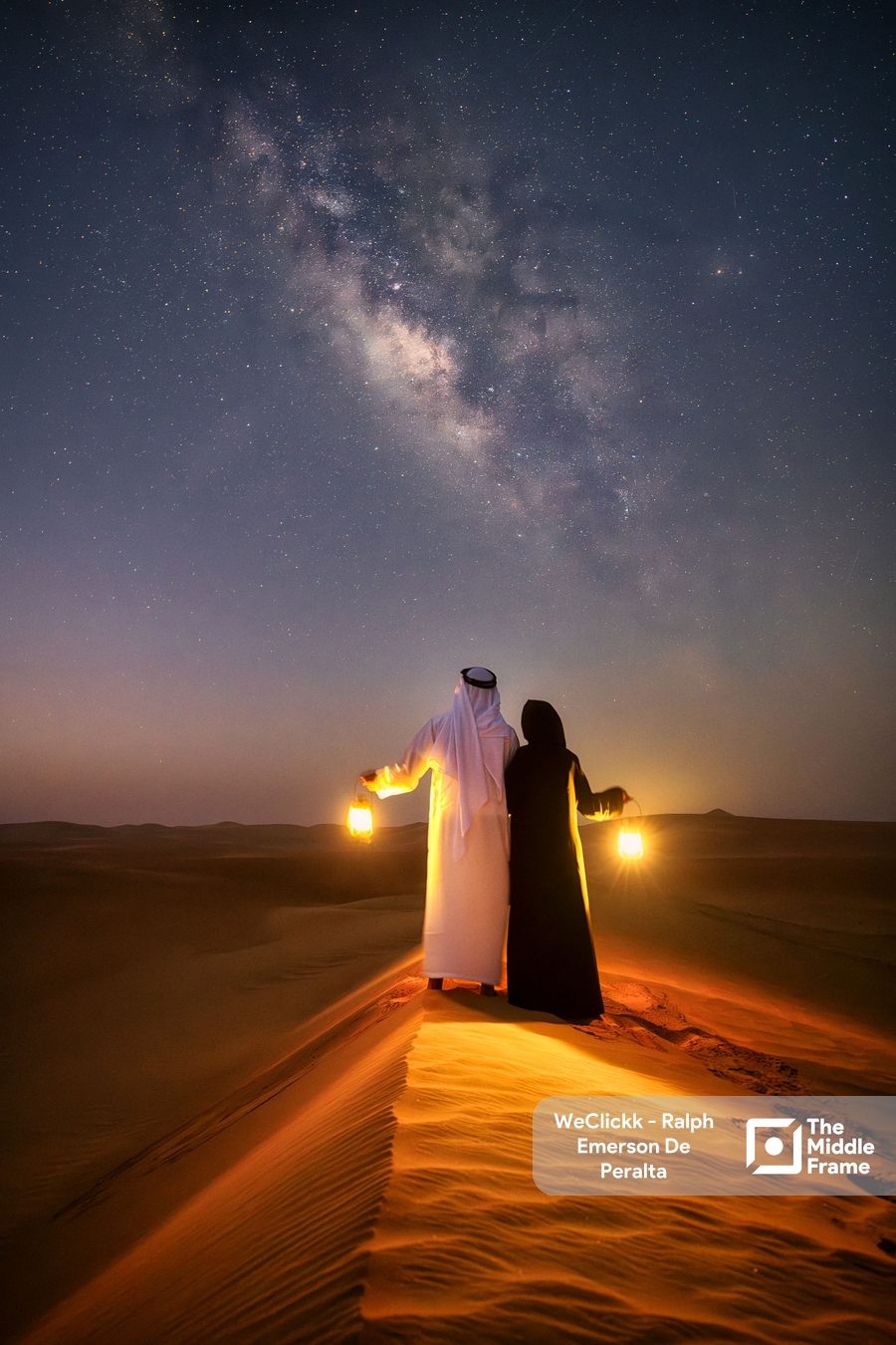 Walking in the desert under the stars. • The Middle Frame • Arab Stock ...