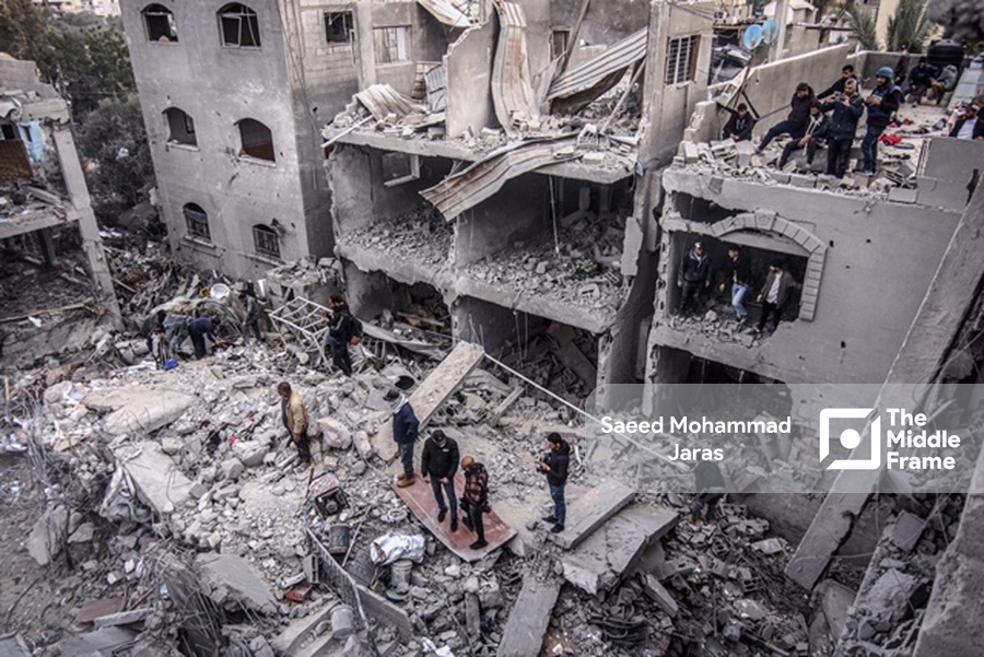 Massive destruction due to the bombing of the occupation to the ...