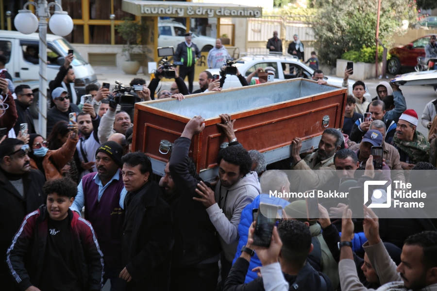 The funeral procession of the Egyptian folk music legend Ahmed Adaweya ...