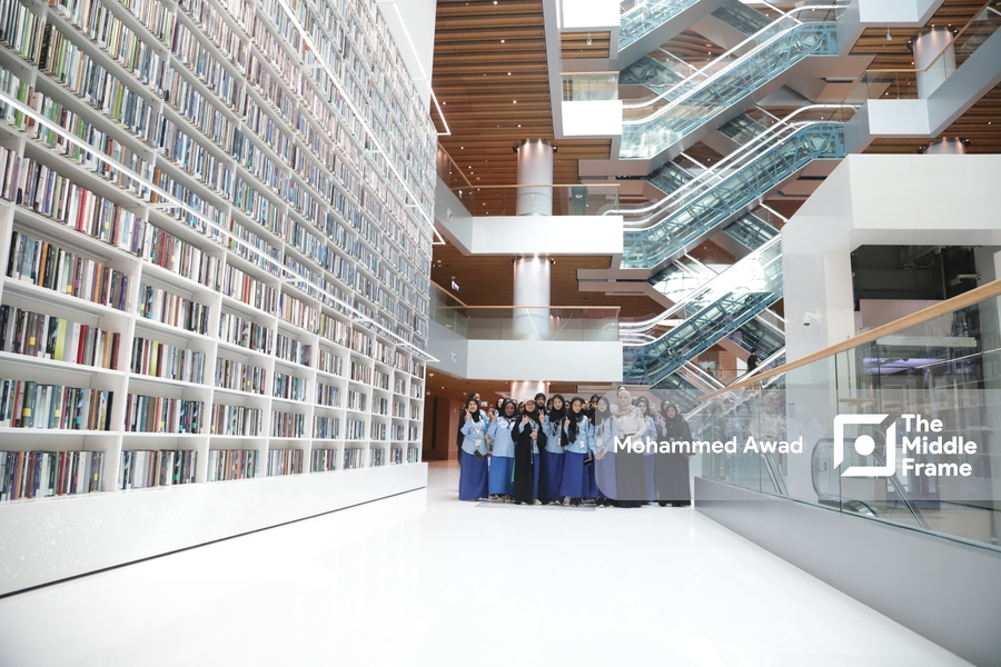 Young girls in a school trip to Mohammed bin Rashid library, Dubai, UAE ...